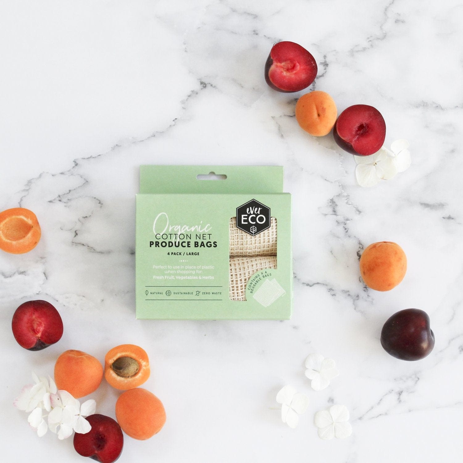 Organic Cotton Net Produce Bags - 4 pack– BeEco