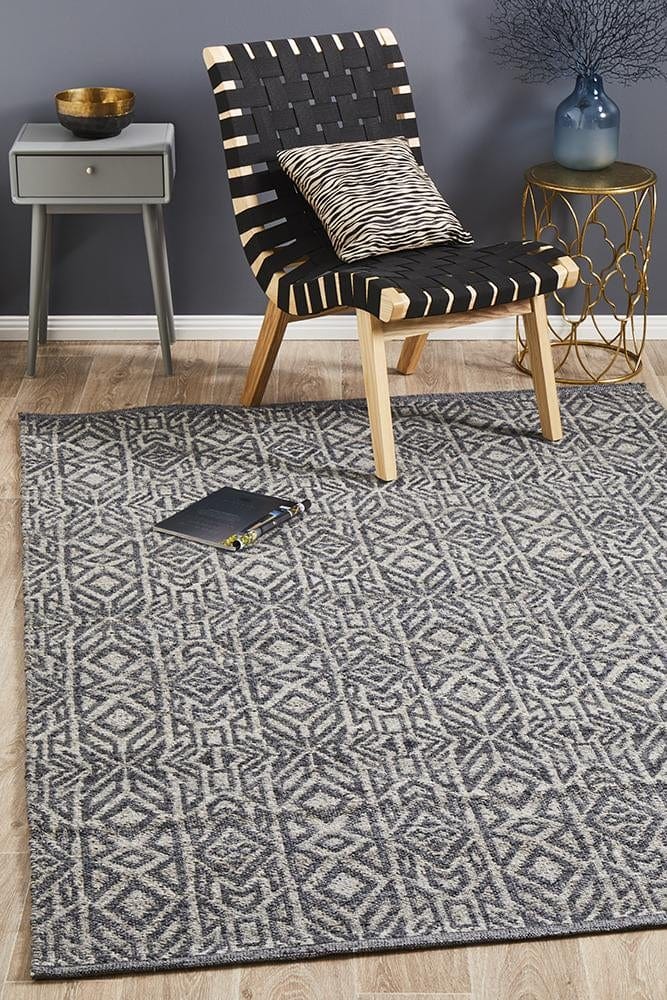Sammy Handwoven Natural Graphite Cobolt Rug – BeEco